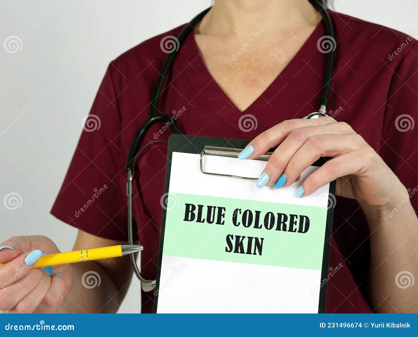 Medical Concept about BLUE COLORED SKIN with Phrase on the Page Stock ...