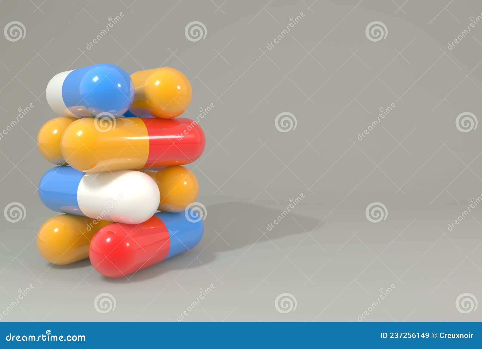 Drug-embedded Red and White Capsule Shells 3D Render Stock Illustration ...