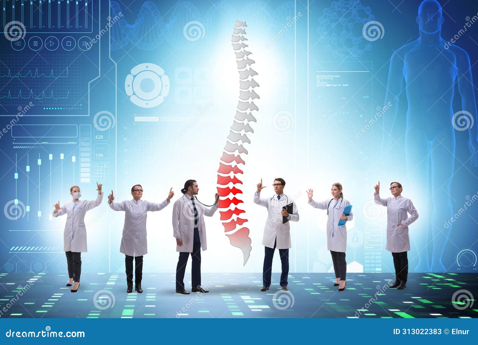 Medical Concept with Doctors and Spine Stock Image - Image of lumbar ...