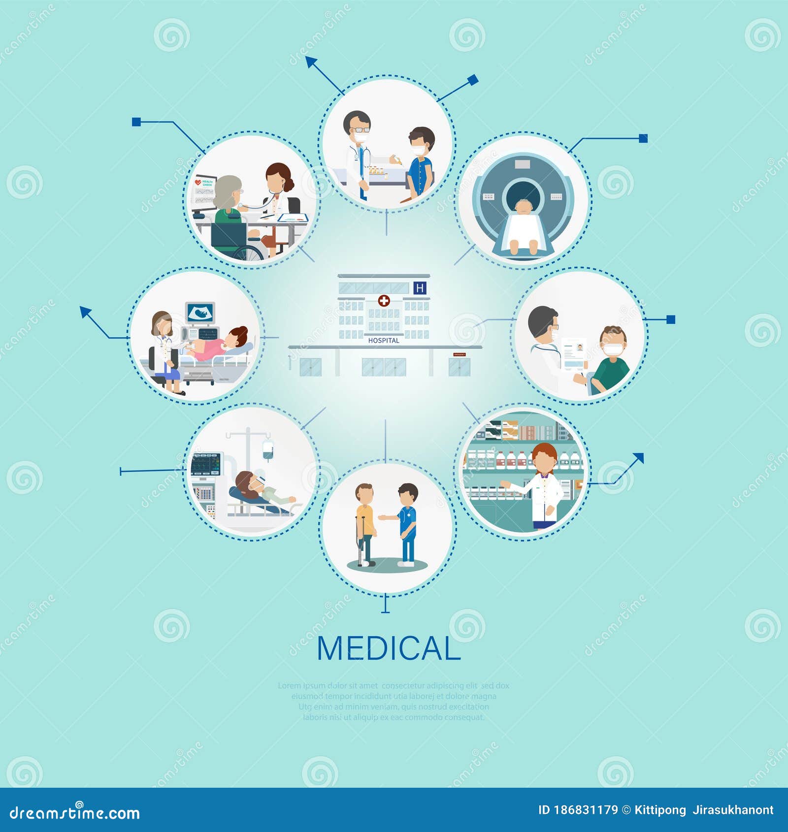 Medical Concept Flat Design Stock Vector - Illustration of template ...
