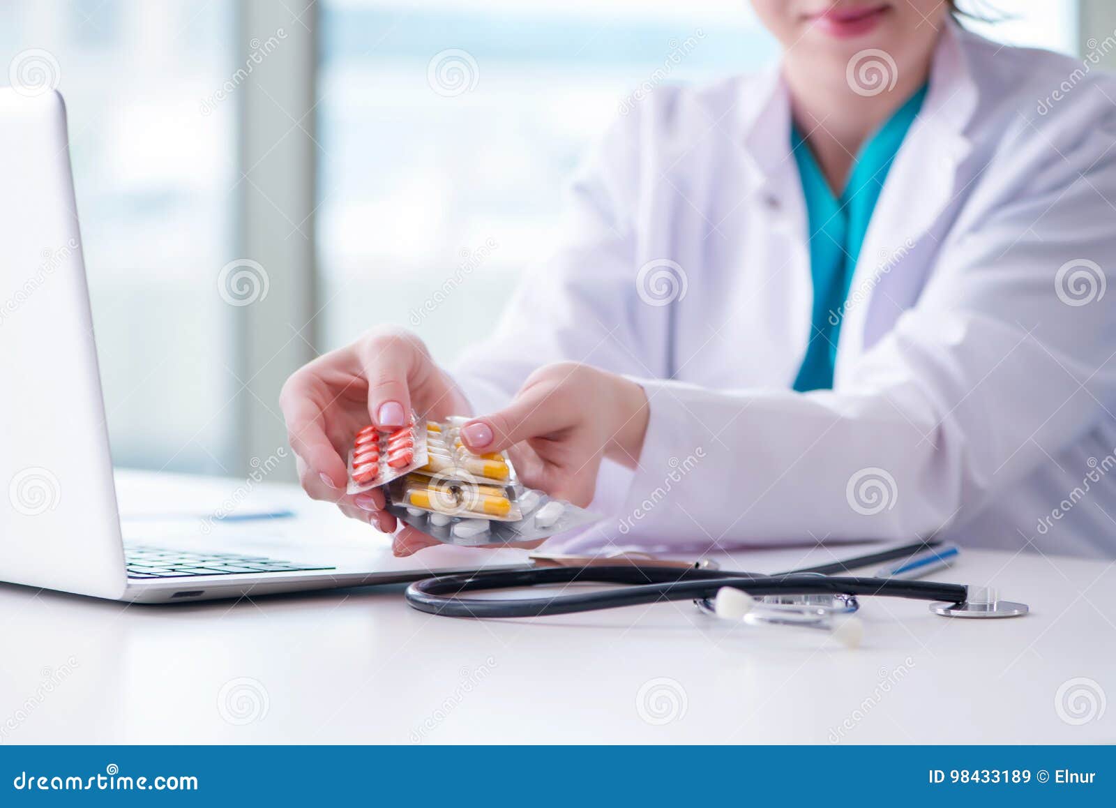 The Medical Concept with Medicines and Laptop Computer Stock Image ...