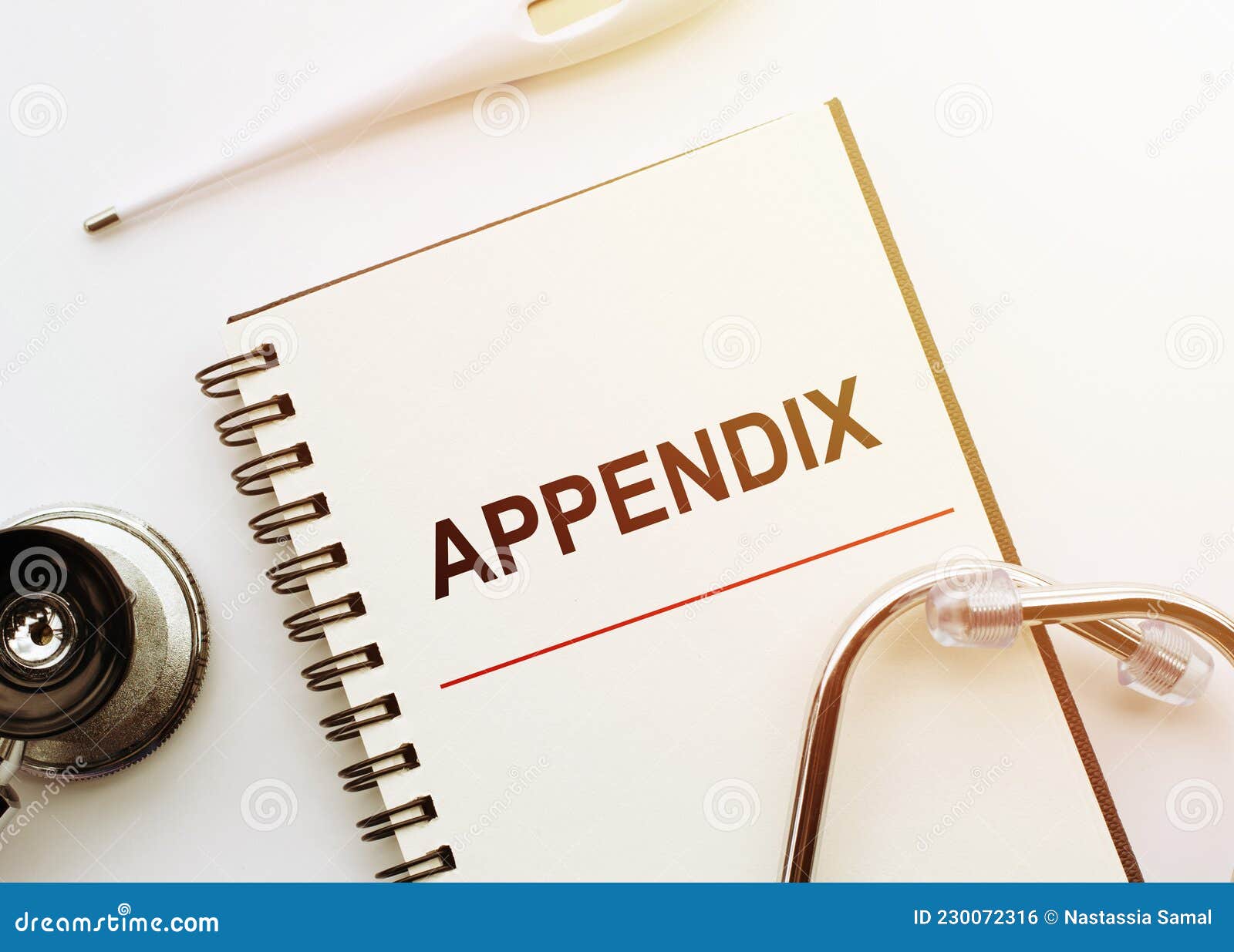 Medical Concept. Notebook with Word APPENDIX on White Desk with ...