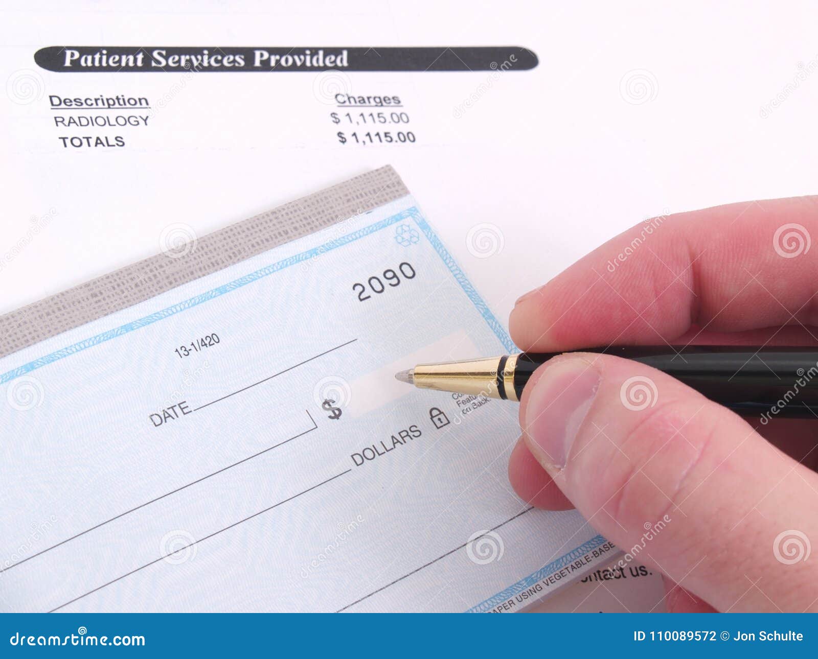 A Medical Bill and Check Book Stock Photo - Image of financial ...