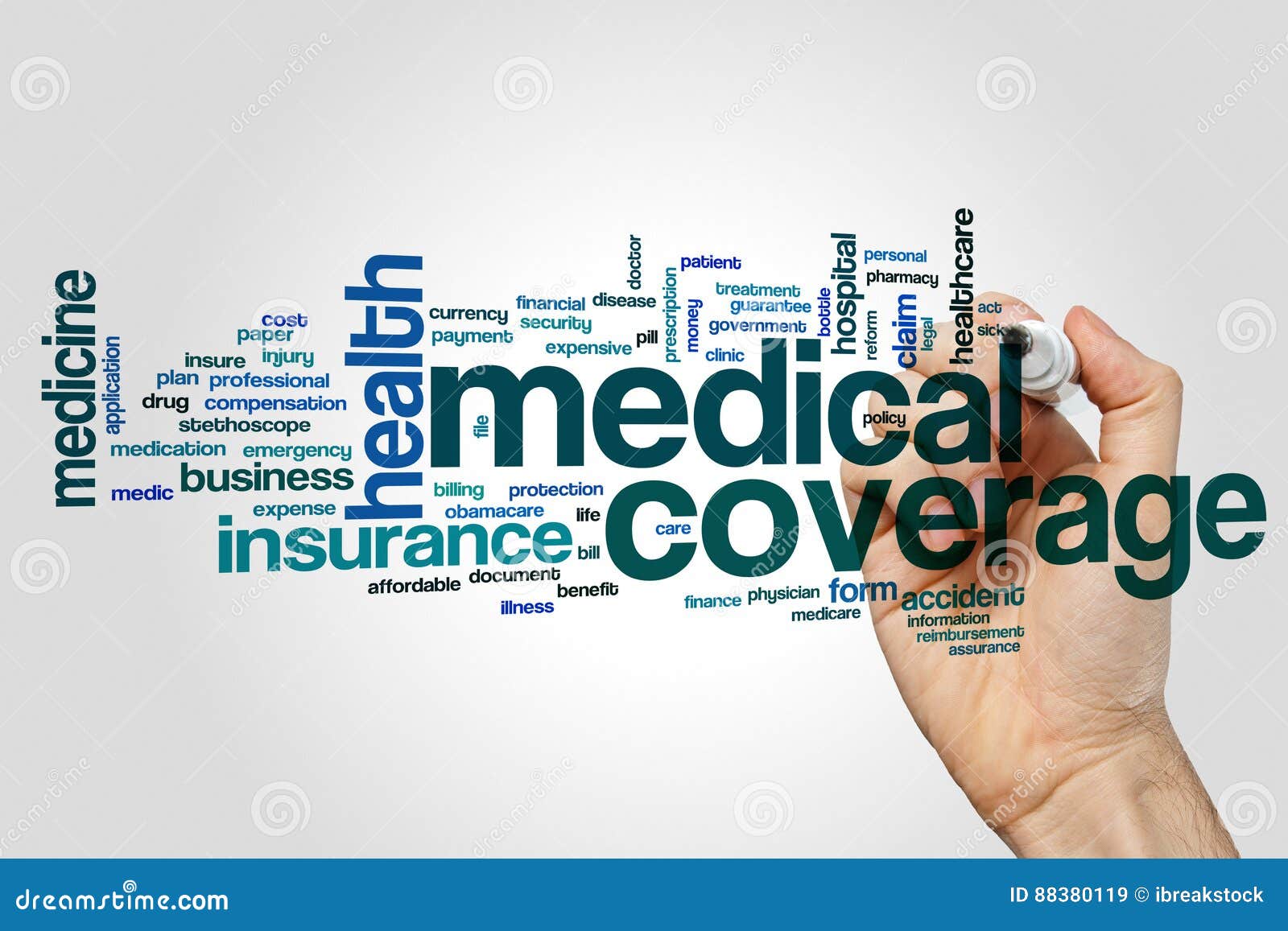 Medical Coverage Word Cloud Stock Image - Image of hospital, medicine ...