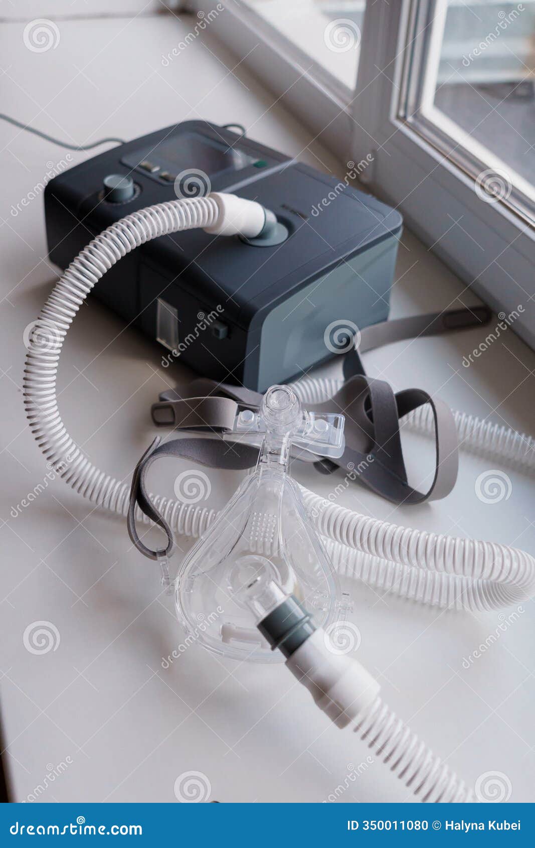 Medical CPAP Machine with Attached Mask in a Bright Room Stock Photo ...