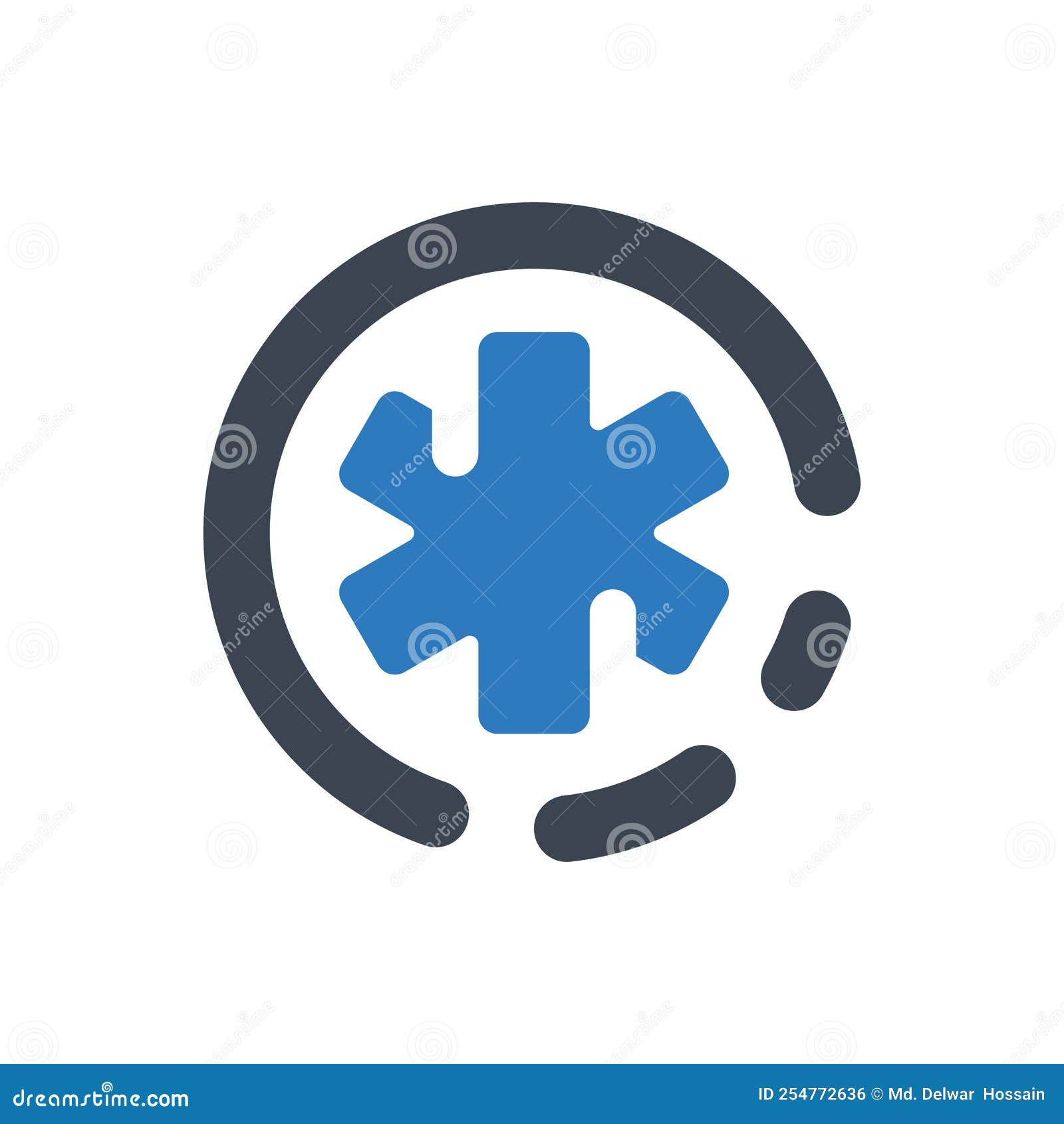 Medical cross icon stock vector. Illustration of star - 254772636