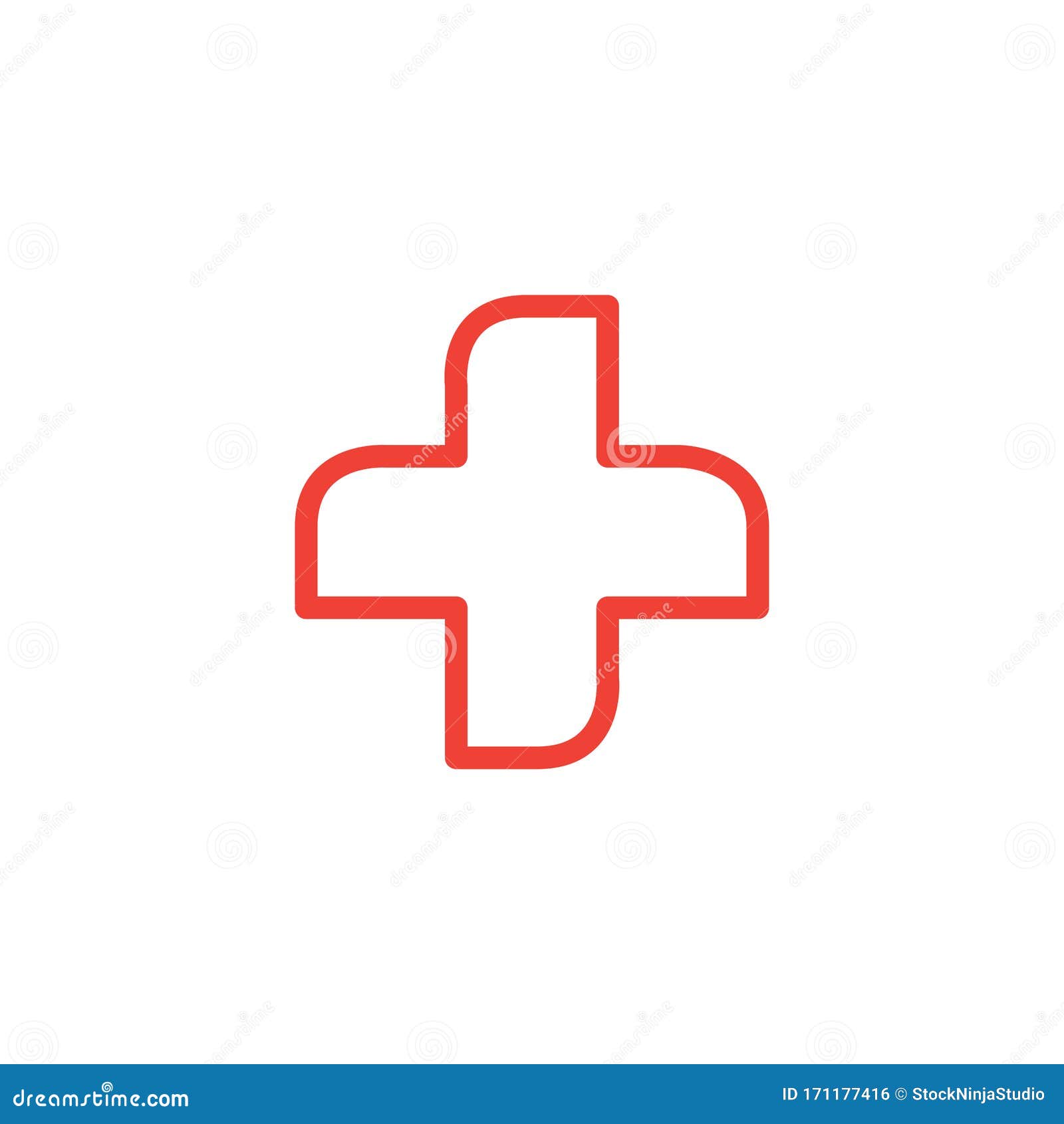 Medical Cross Line Red Icon on White Background. Red Flat Style Vector ... Medical Cross Line Red Icon on White Background. Red Flat Style Vector ...