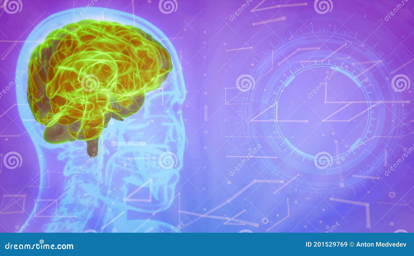 Medical 3D Illustration Background - Holo Human Head Image with ...