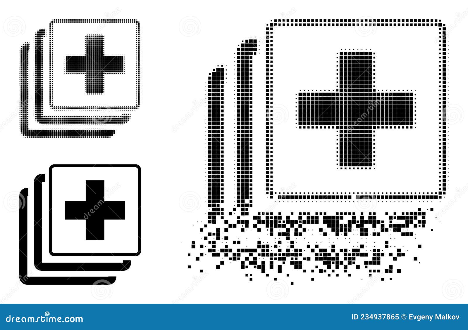 Fragmented Pixelated Halftone Medical Data Pictogram Stock Vector ...