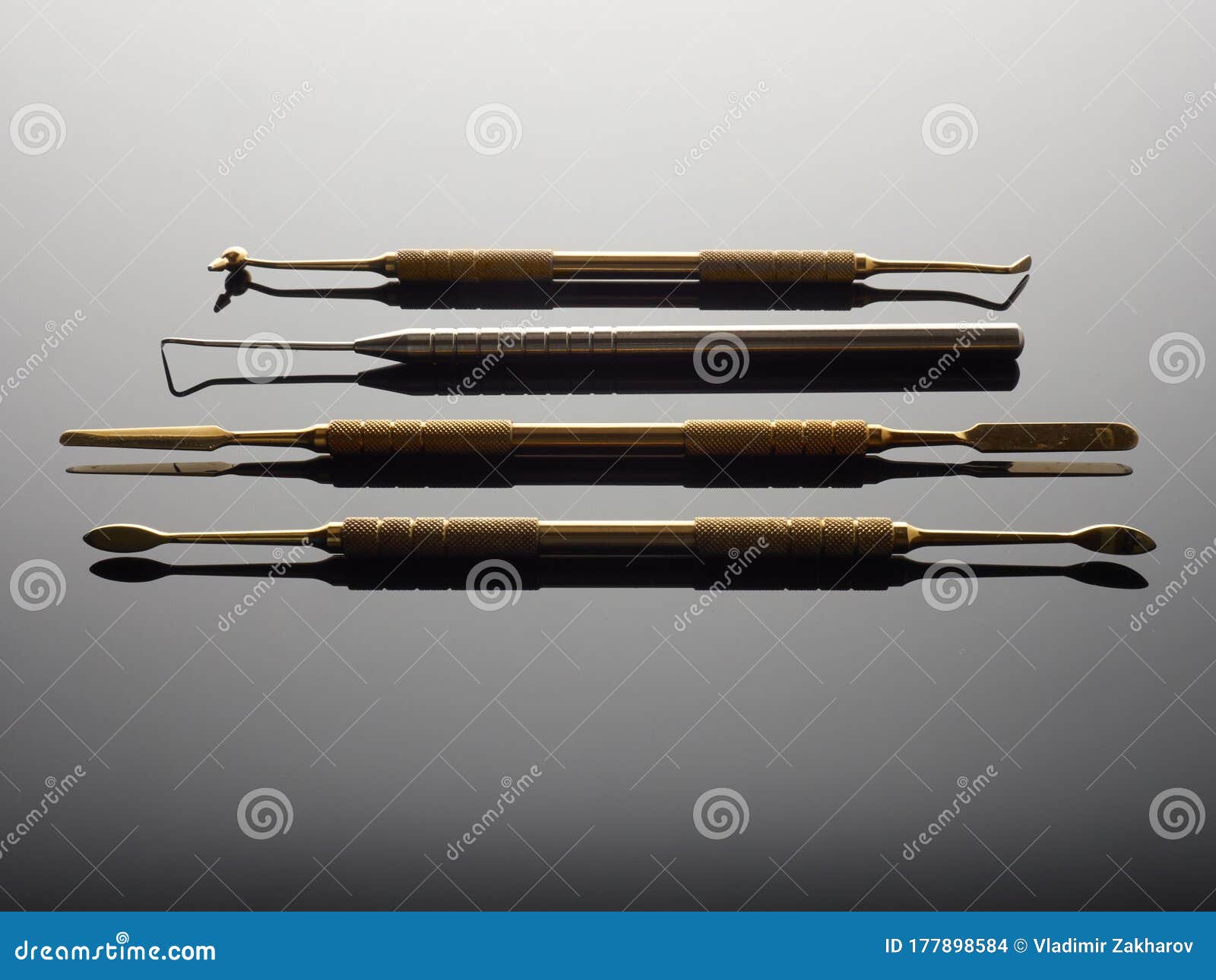 Medical Dental Tools on Gray Background Stock Photo - Image of ...