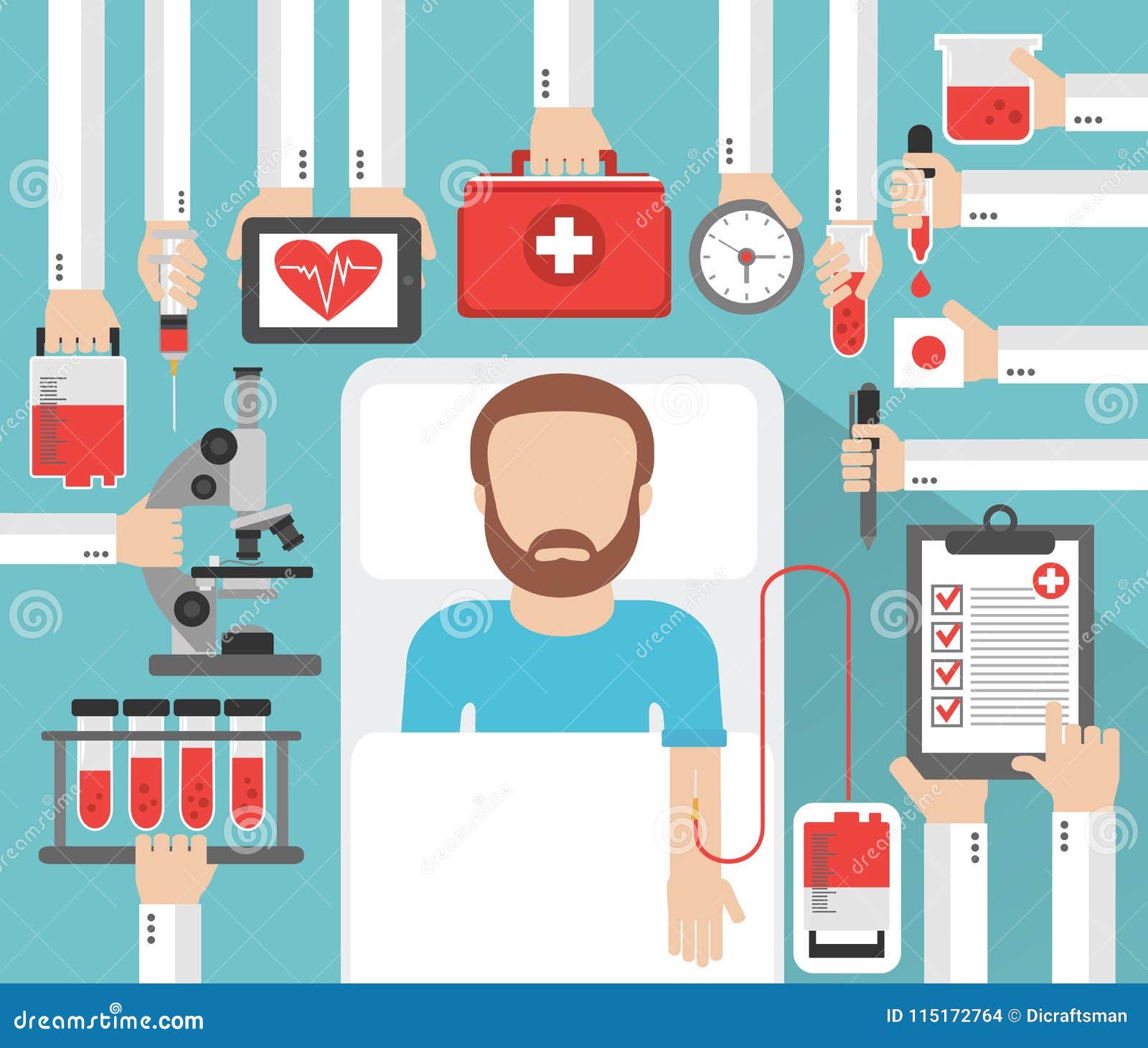 Medical Design Flat with a Patient ,blood Transfusion Stock Vector ...