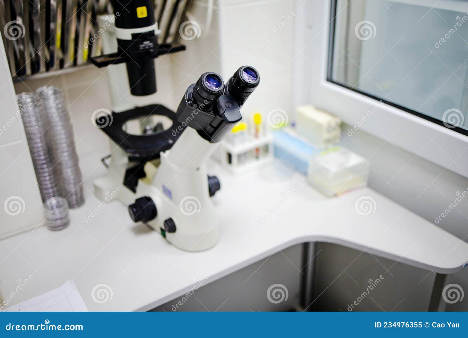 Medical Development Laboratory: Microscope in Advanced Pharma Lab Stock ...