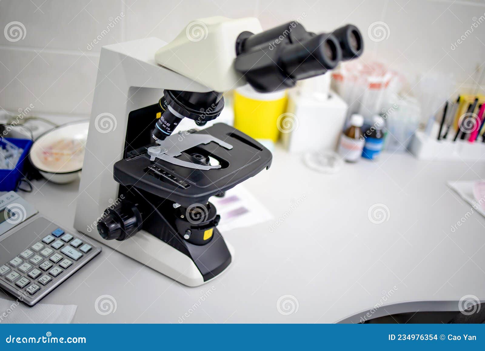 Medical Development Laboratory: Microscope in Advanced Pharma Lab Stock ...