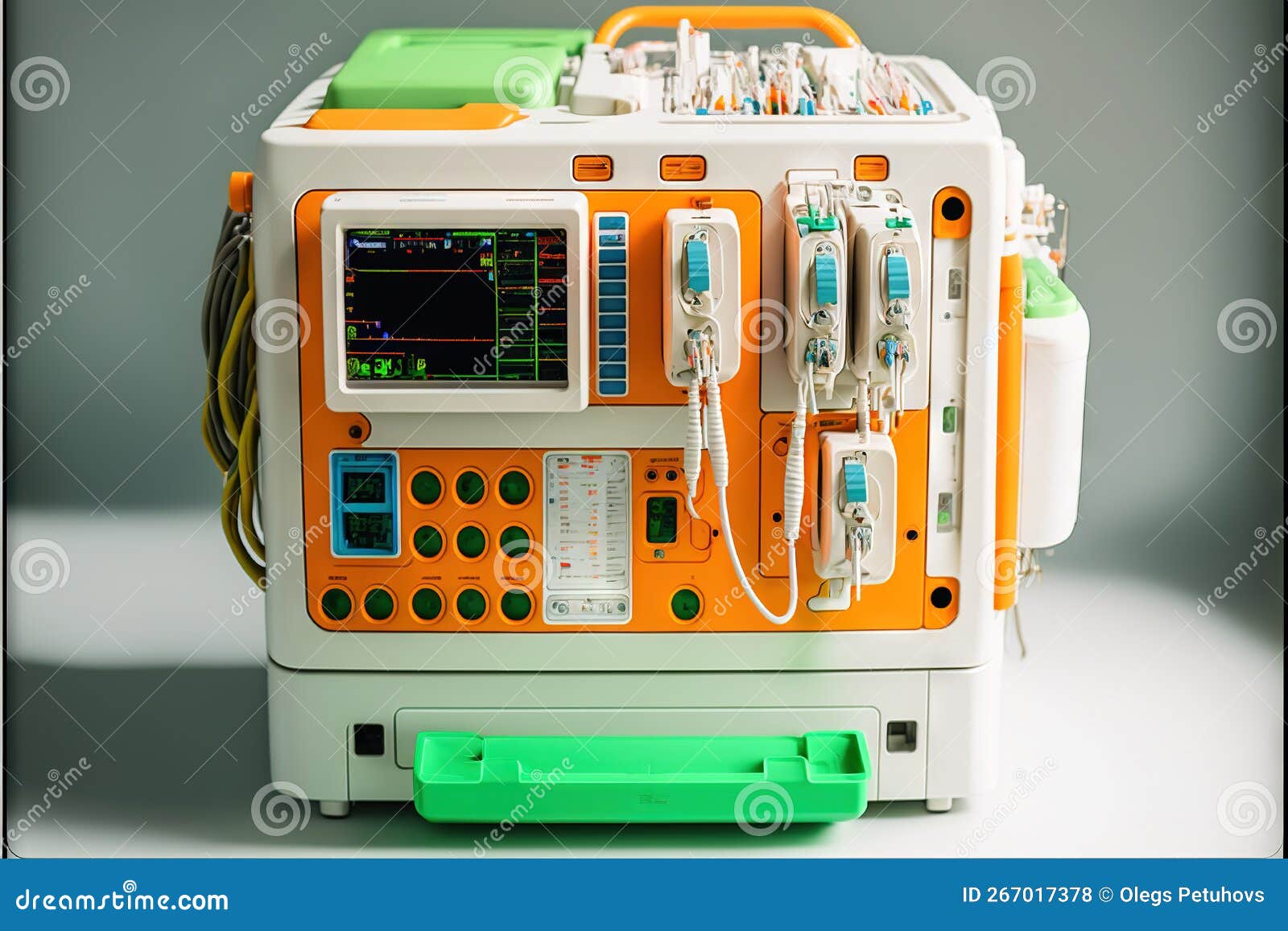 A Medical Device with Multiple Monitors and Wires on it S Side and a ...