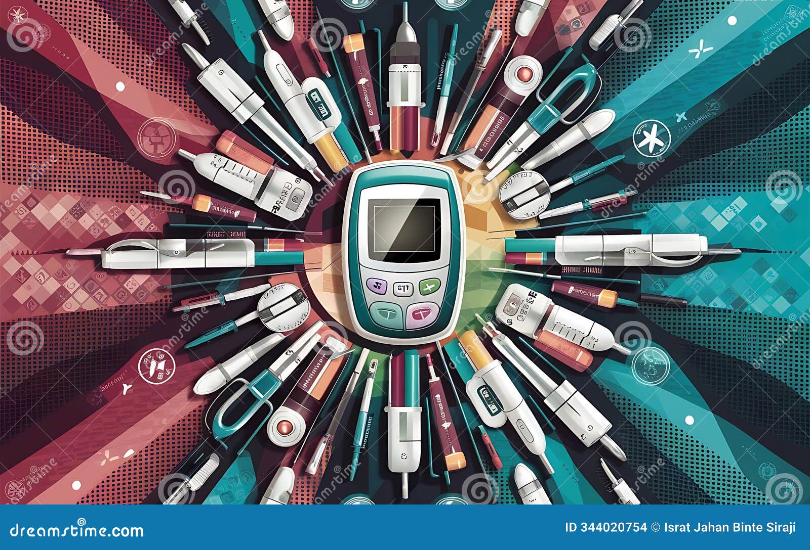 Medical Devices Pattern Wallpaper for Diabetes Campaigns Stock ...