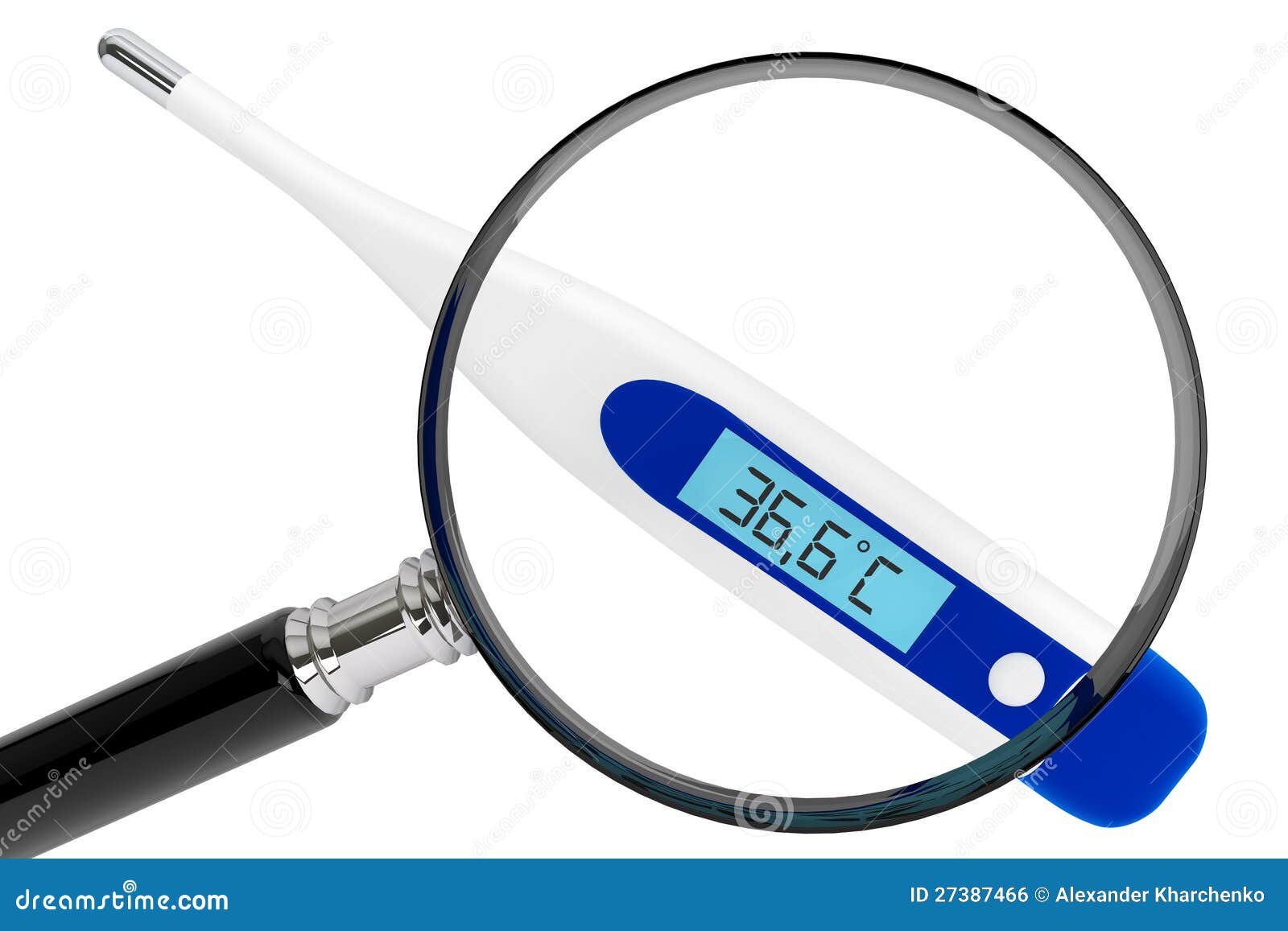 Medical Digital Thermometer with Magnifier Stock Illustration ...