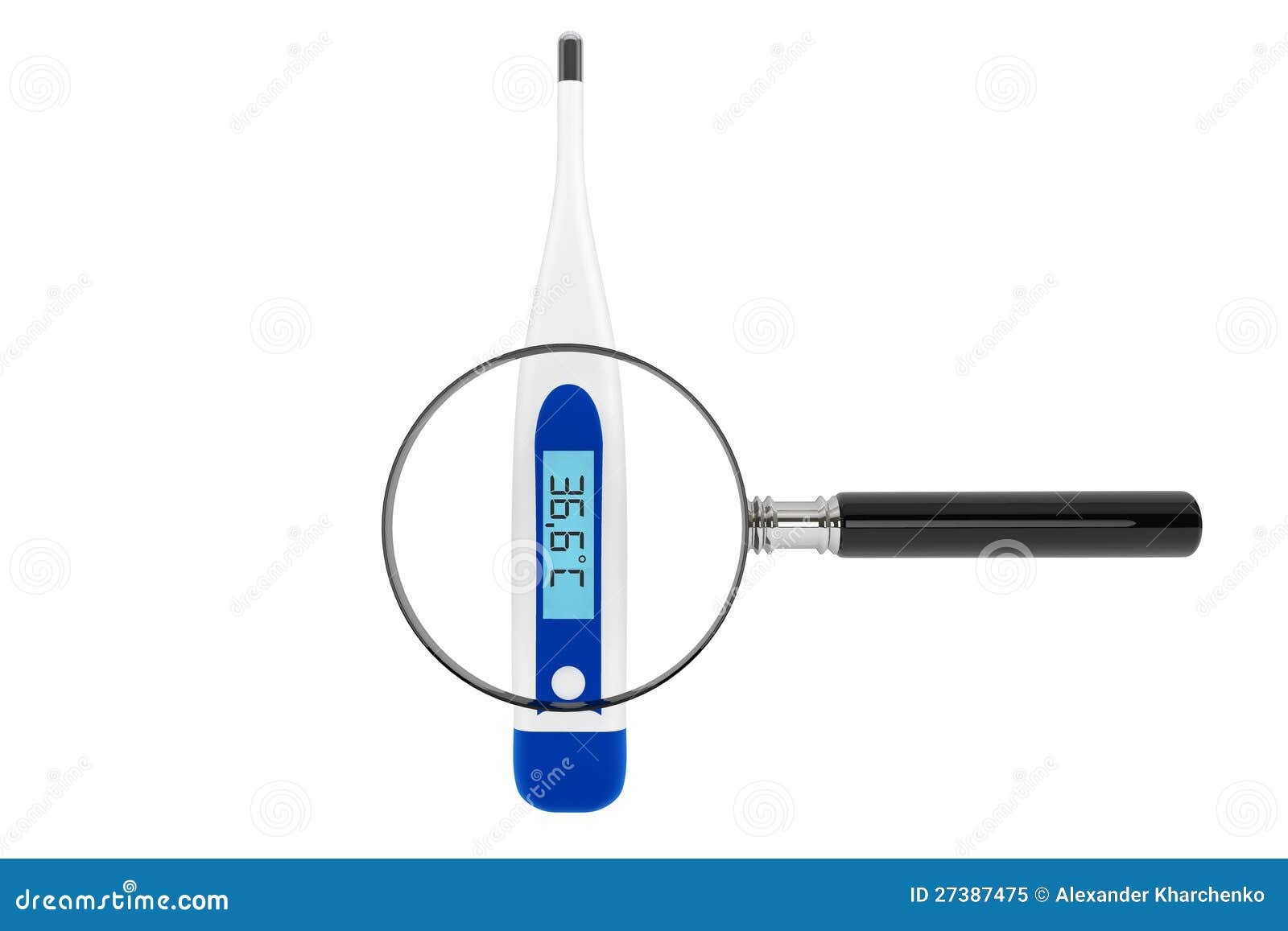 Medical Digital Thermometer with Magnifier Stock Illustration ...