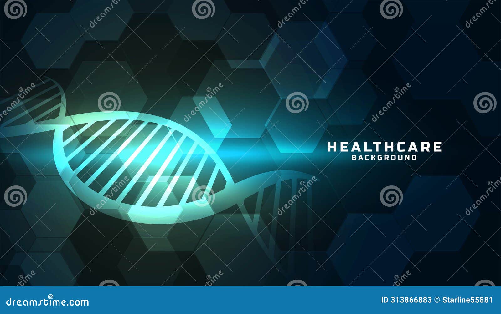 Medical Dna Background with Shiny Hexagonal Shapes Stock Vector ...