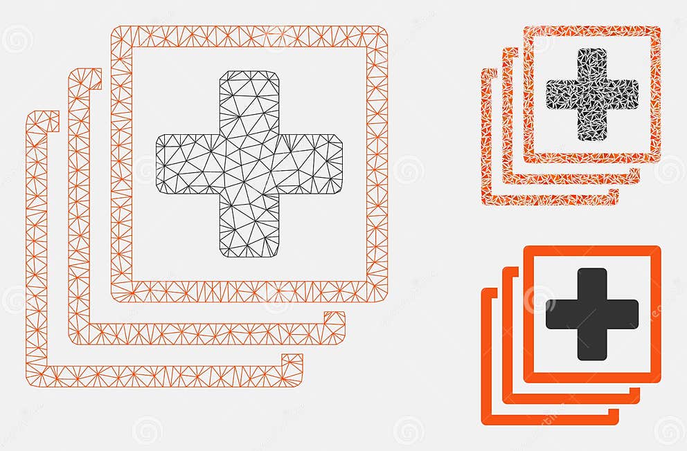 Medical Docs Vector Mesh Carcass Model and Triangle Mosaic Icon Stock Vector - Illustration of ...