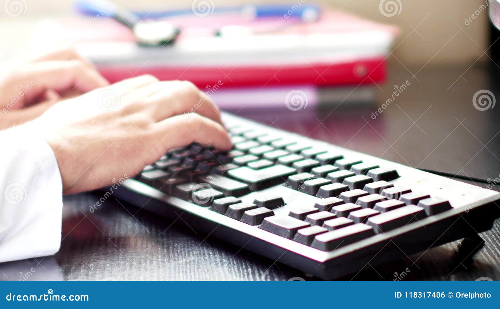 Medical Doctor Hands Typing on Computer Keyboard Stock Photo - Image of ...