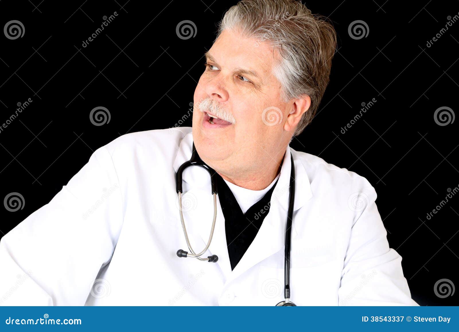 Medical Doctor in a Lab Coat Looking Sideways Stock Image - Image of ...