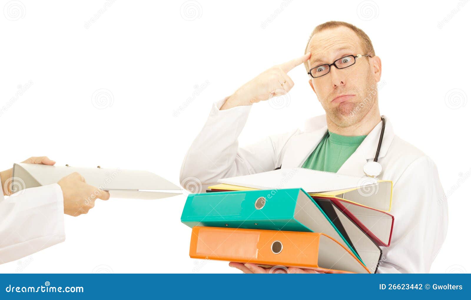 Medical Doctor with a Lot of Work Stock Photo - Image of coat, help ...