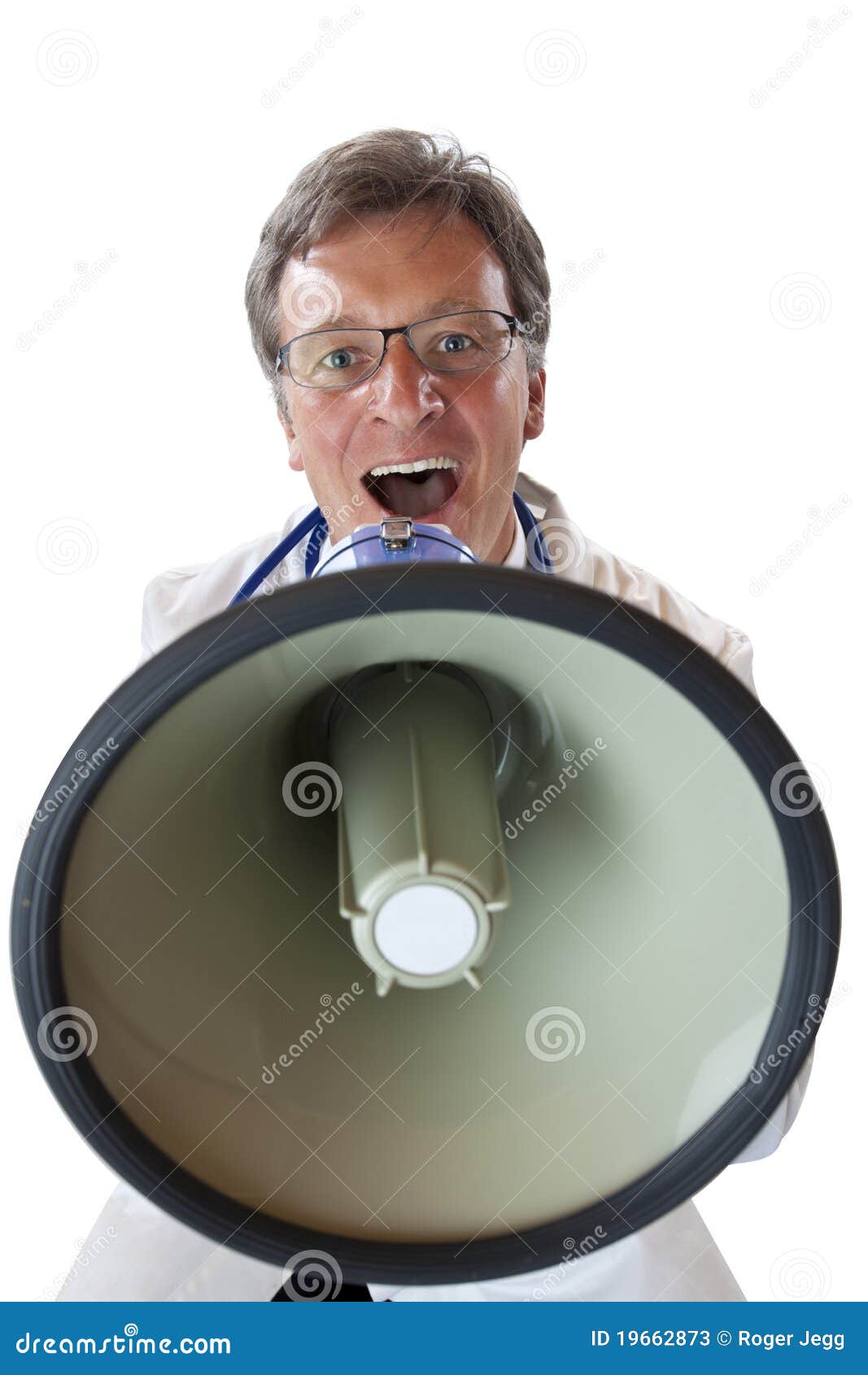 Medical Doctor Screaming Loudly in Megaphone Stock Image - Image of ...