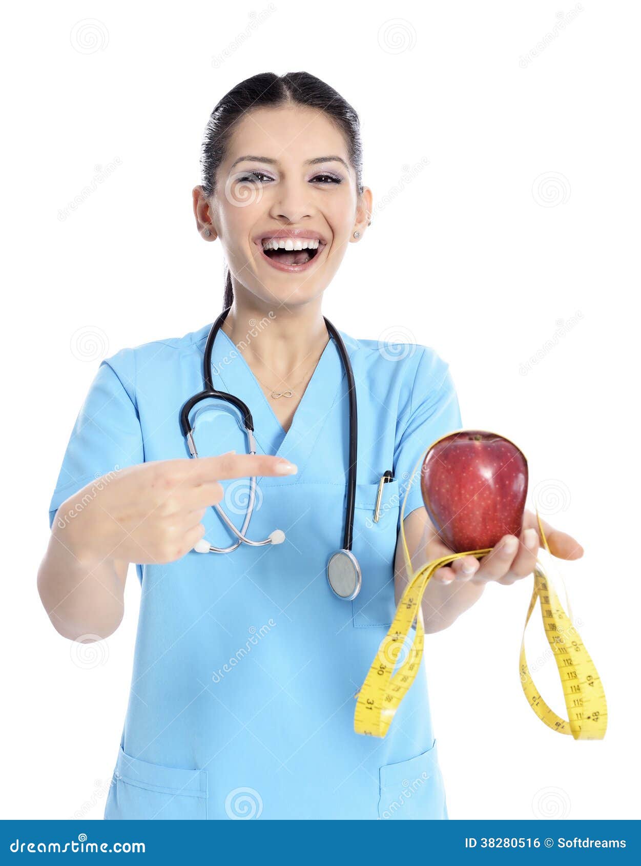 Medical Doctor Showing Apple Stock Photo - Image of isolated, hand ...