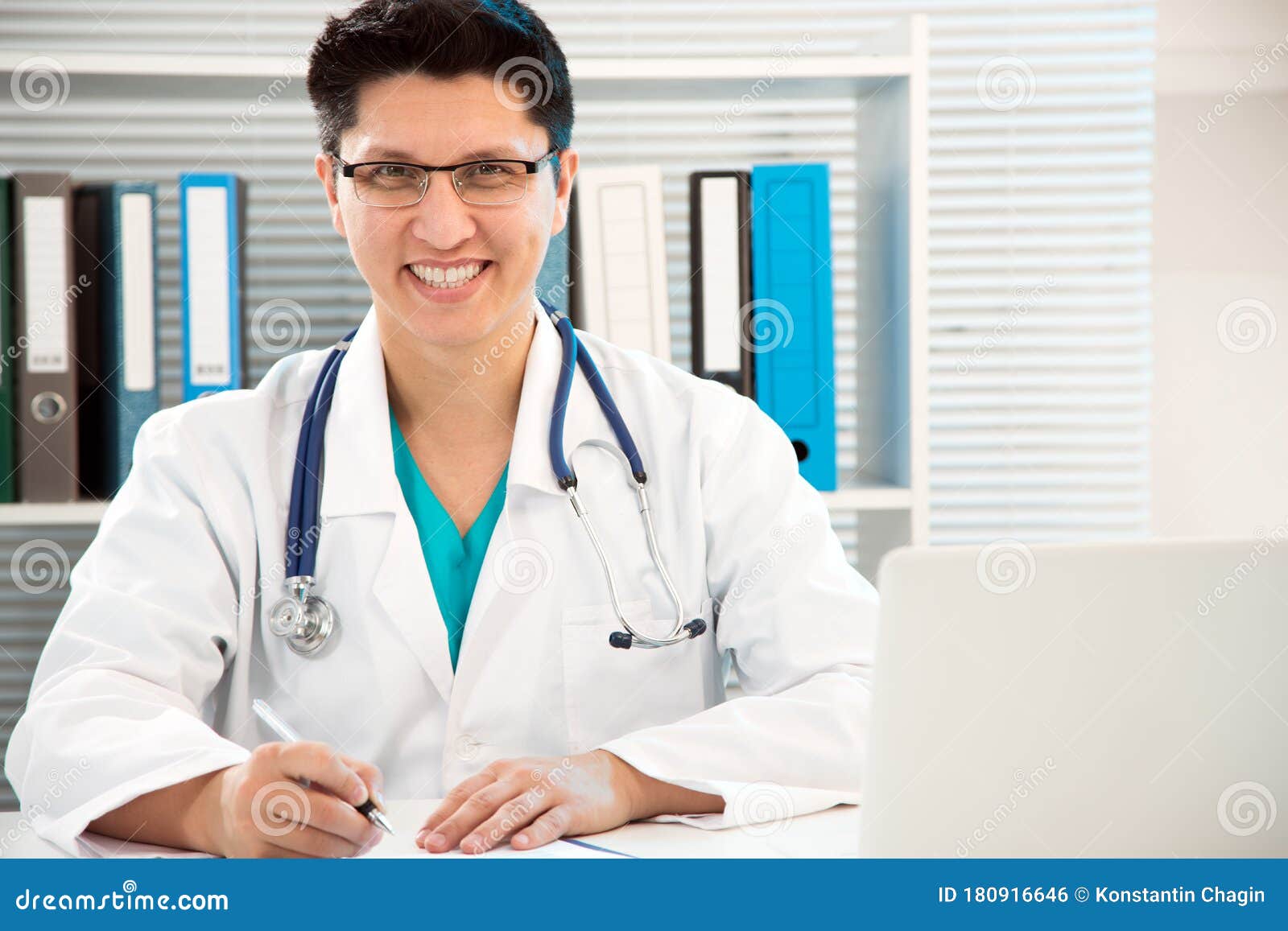 Medical doctor smiling stock photo. Image of clinic - 180916646