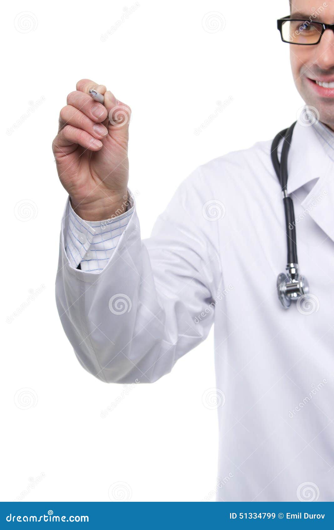 Medical Doctor Write with a Pen on Imaginary Space. Stock Image - Image ...