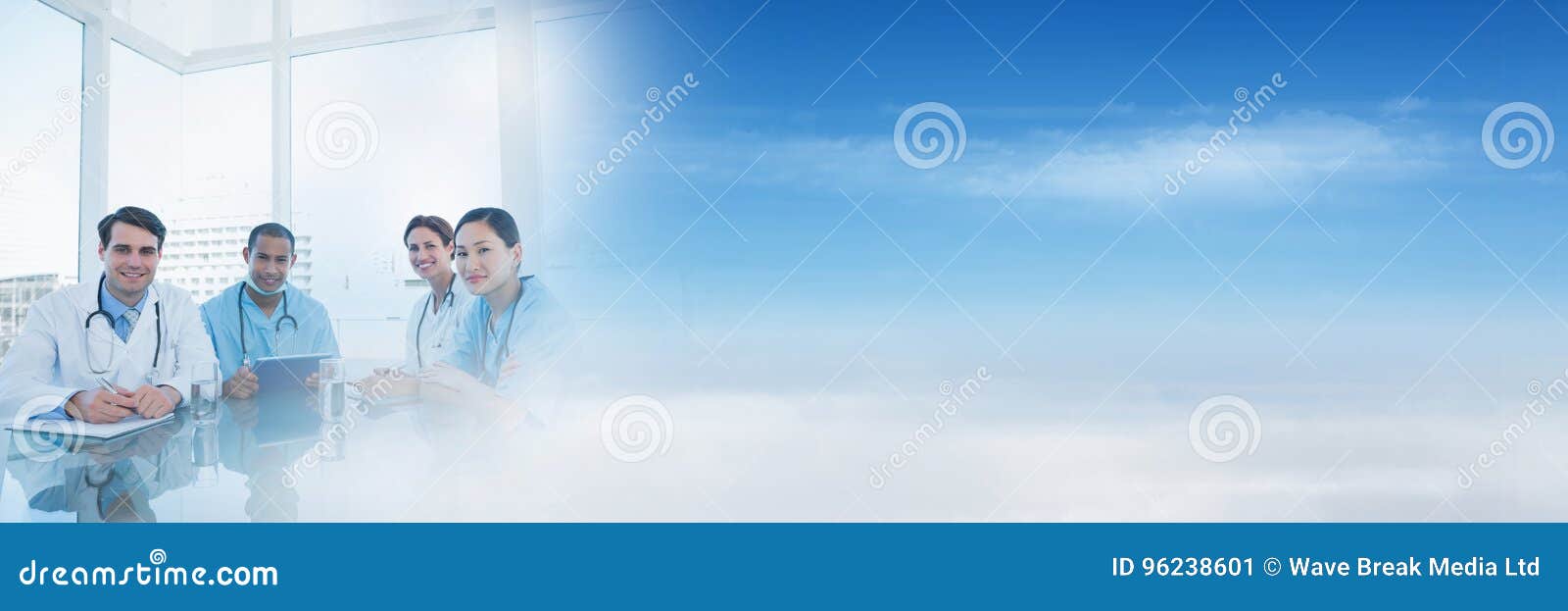 Medical Doctors and People Having a Meeting with Blue Sky Transition ...