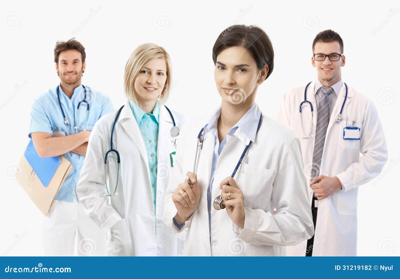 Medical Doctors On White Background, Portrait Stock Photo - Image of ...