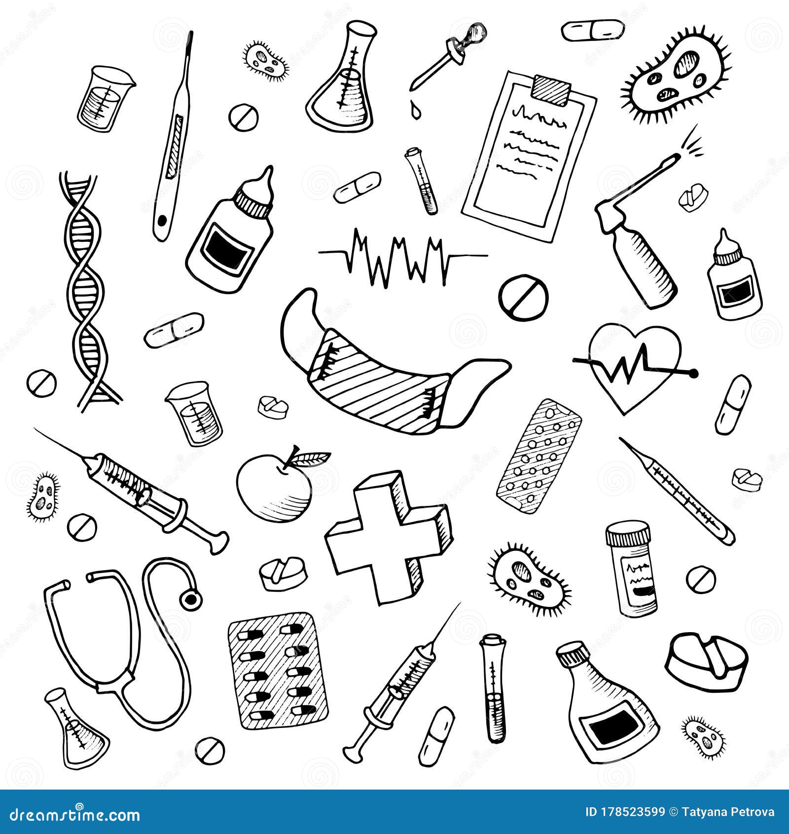 Medical Doodles. Hand Drawn Medicine Icon Set. Healthcare Sketched ... Medical Doodles. Hand Drawn Medicine Icon Set. Healthcare Sketched ...