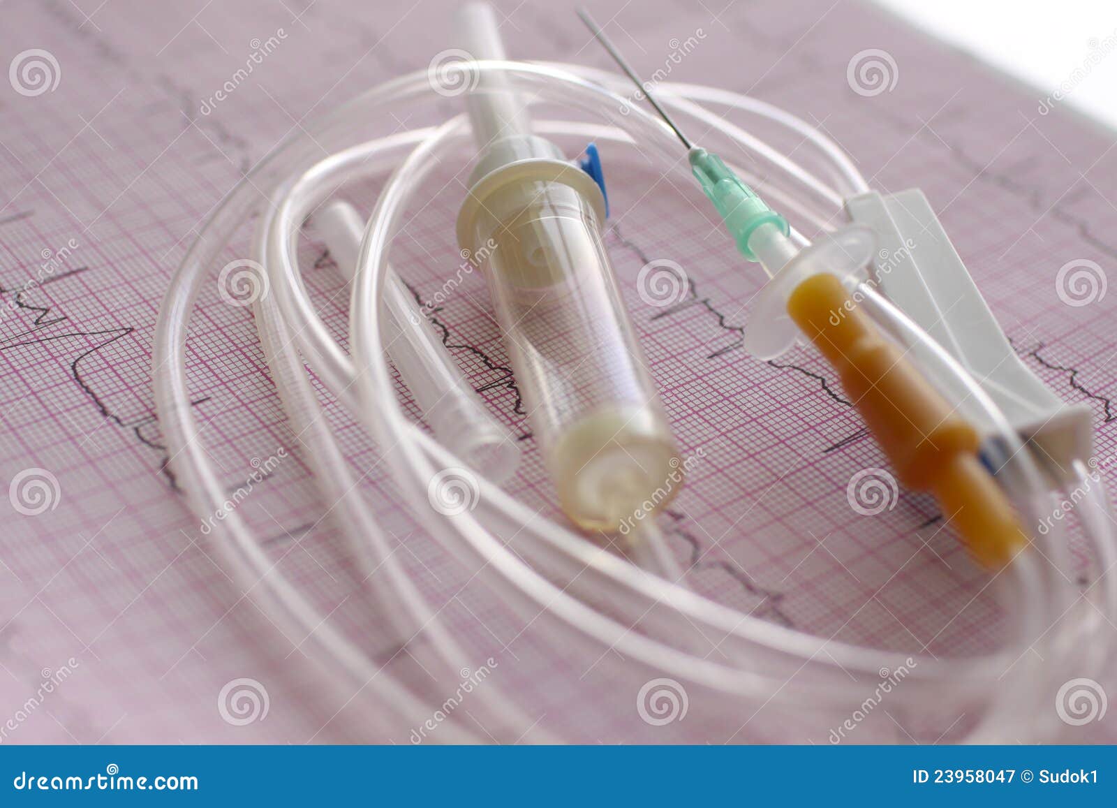 Medical Dropper System on ECG Stock Image - Image of plastic ...