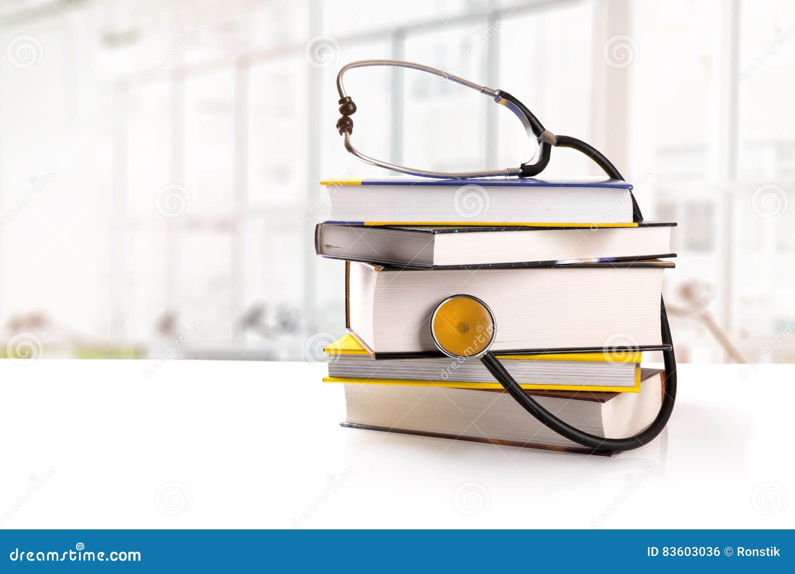 Medical Education - Stack of Books with Stethoscope Stock Photo - Image ...