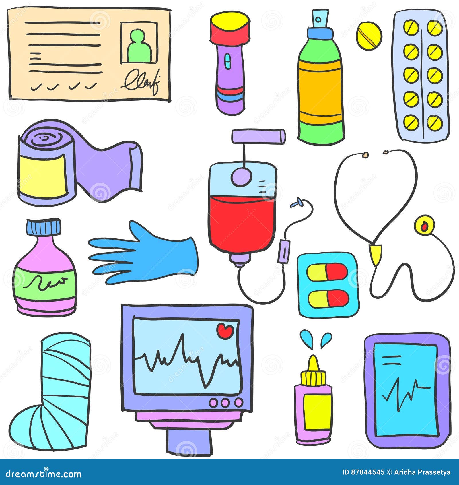 Medical Element Style of Doodles Stock Vector - Illustration of health ...