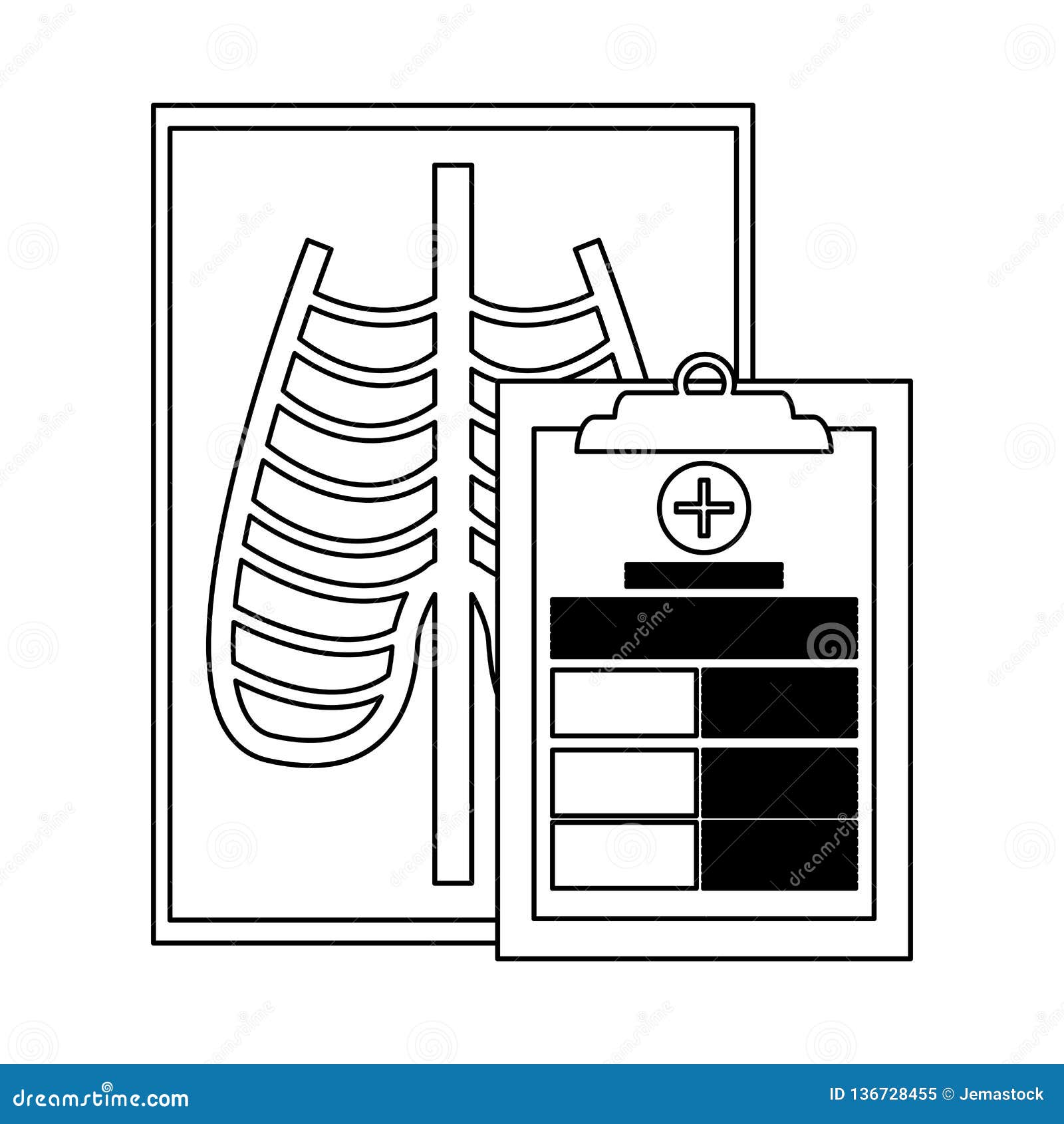 Medical Elements Concept Black and White Stock Vector - Illustration of ...