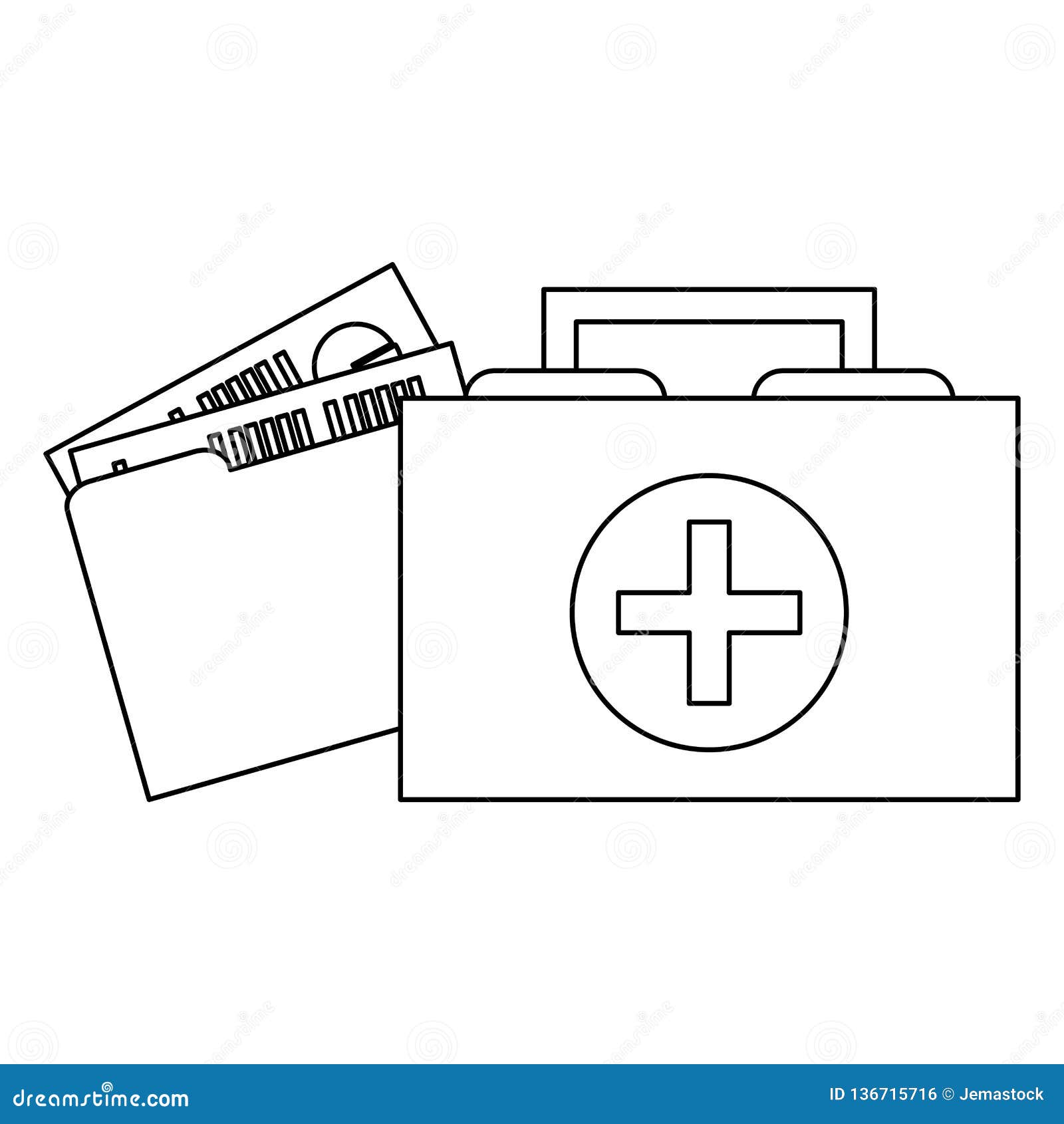 Medical Elements and Symbols Black and White Stock Vector ...