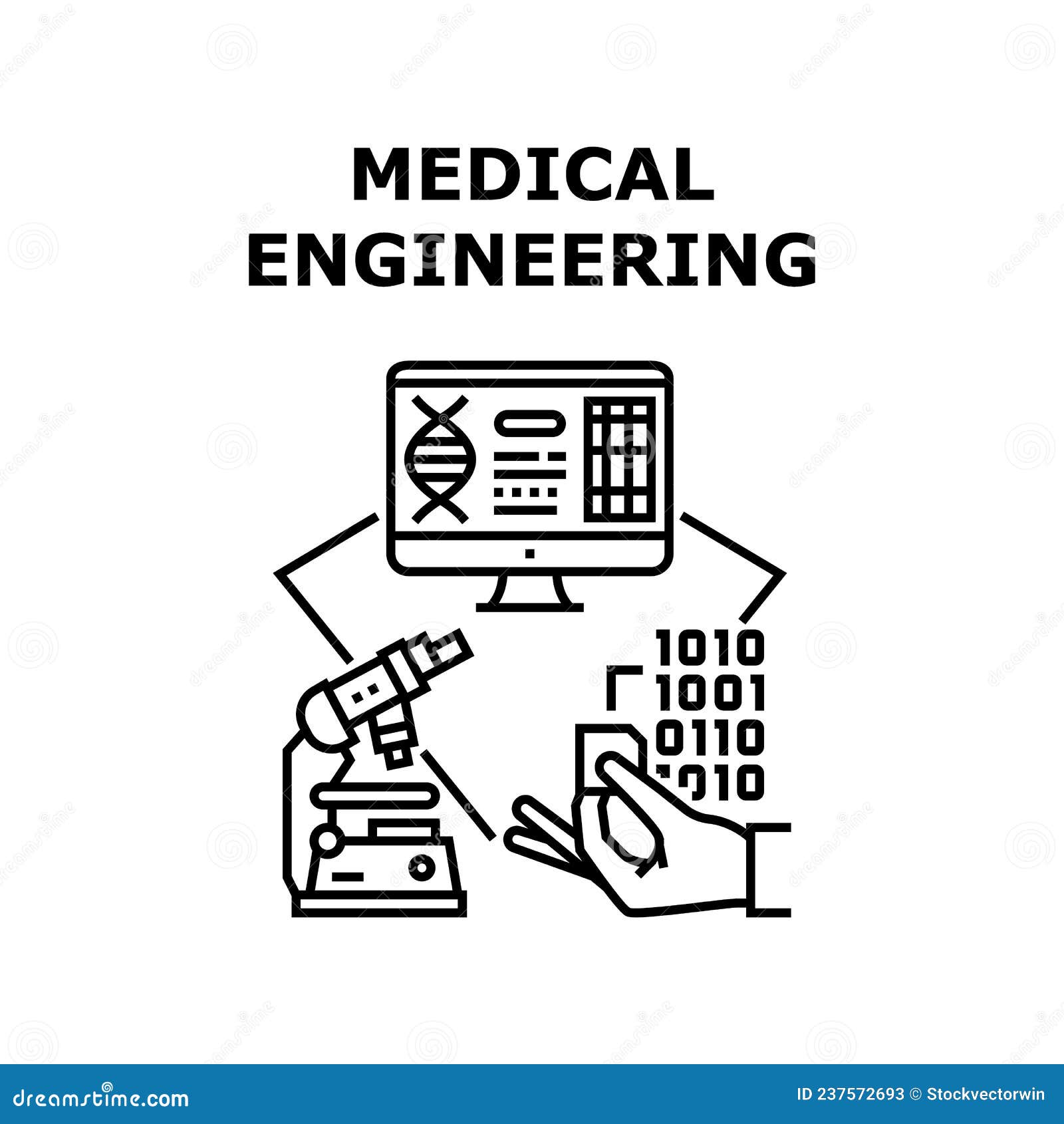 Medical Engineering Concept Black Illustration Stock Vector ...
