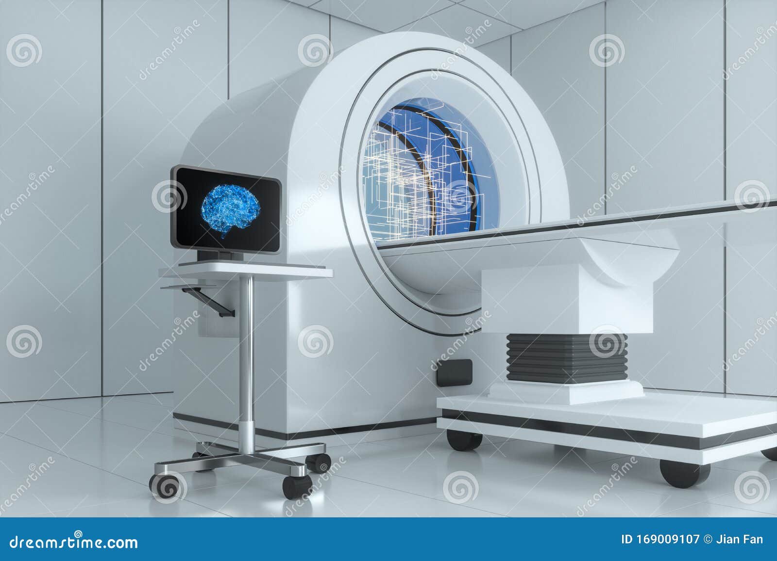 The Medical Equipment CT Machine in the White Empty Room, 3d Rendering ...