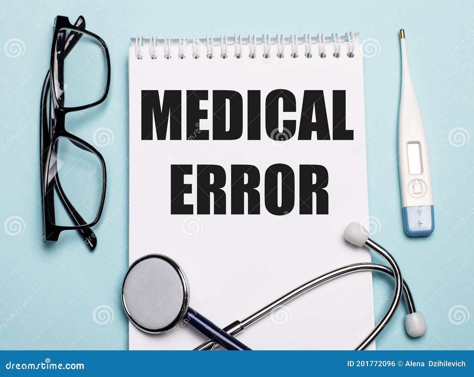 MEDICAL ERROR Written on a White Notepad Next To a Stethoscope, Goggles ...