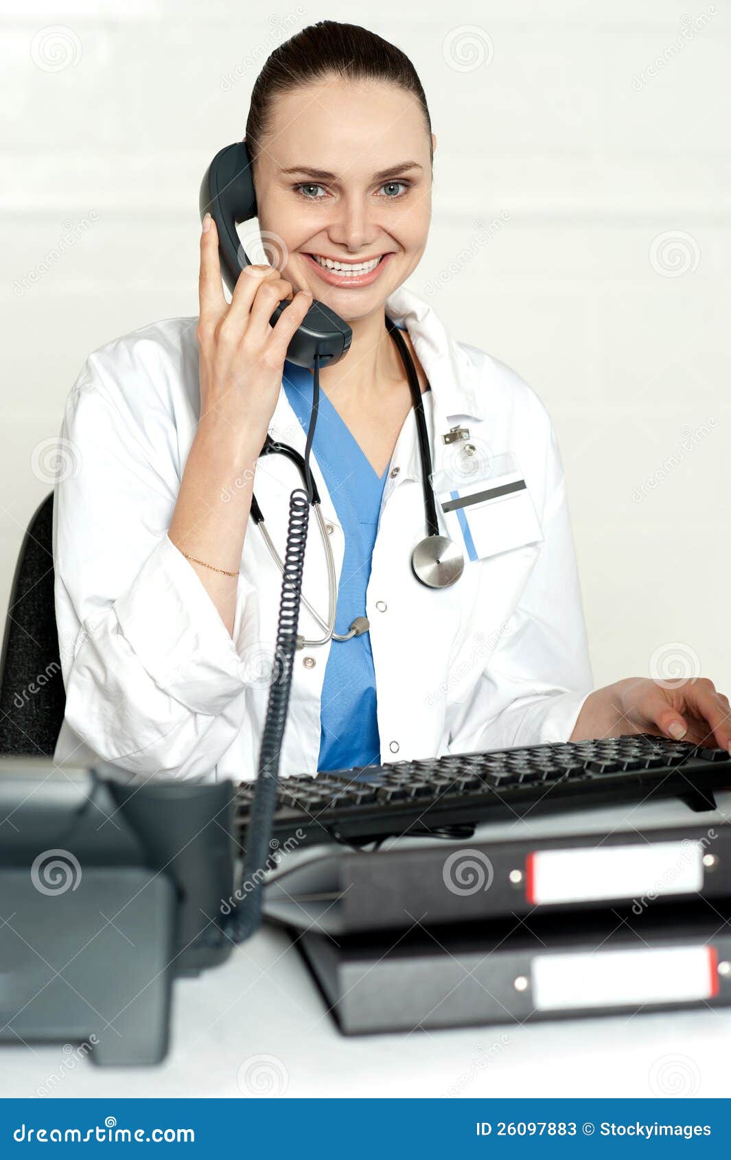 Medical Expert Communicating on Phone Stock Image - Image of call ...