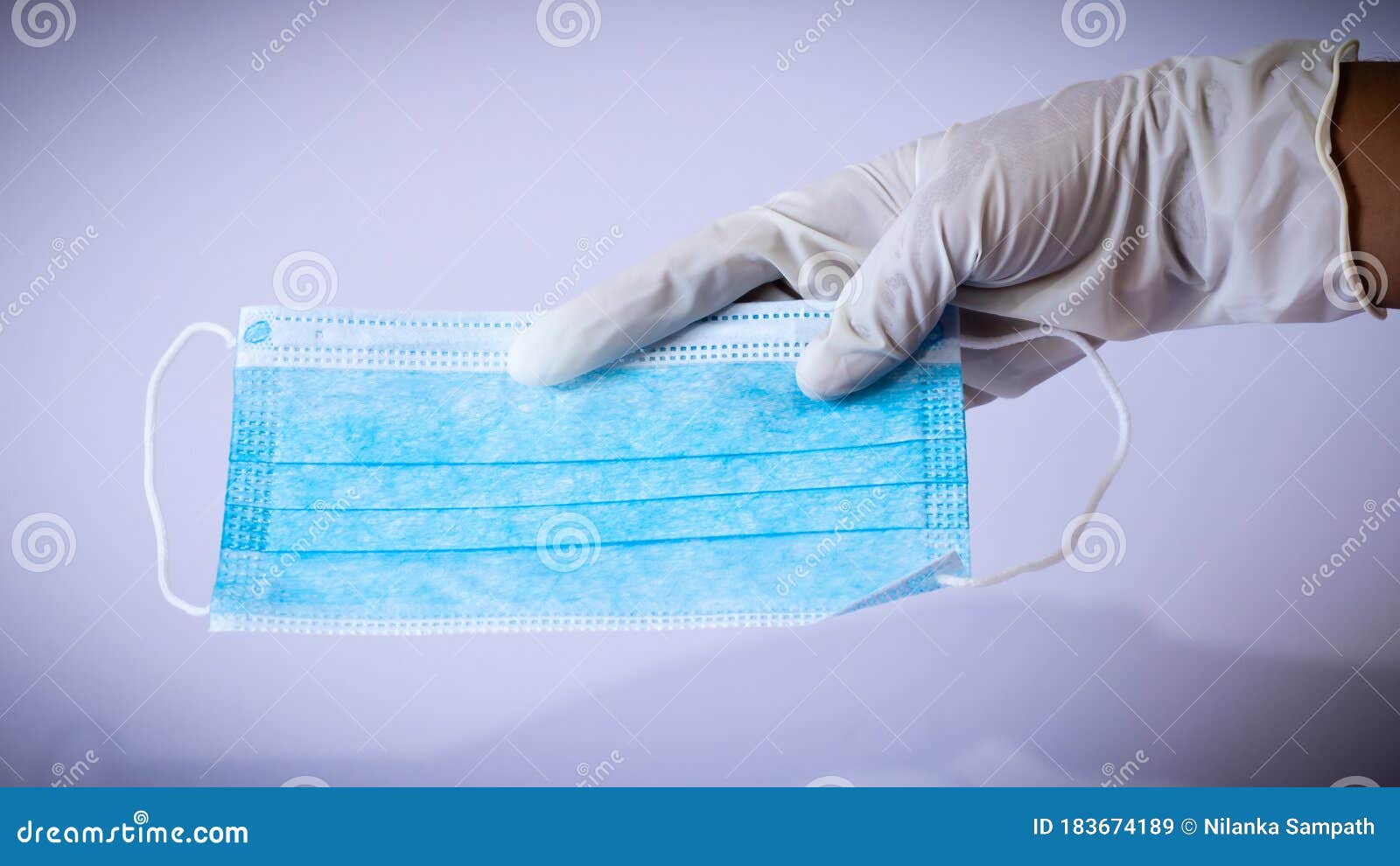 Medical Face Mask Holding in Gloved Single Hand Stock Image - Image of ...