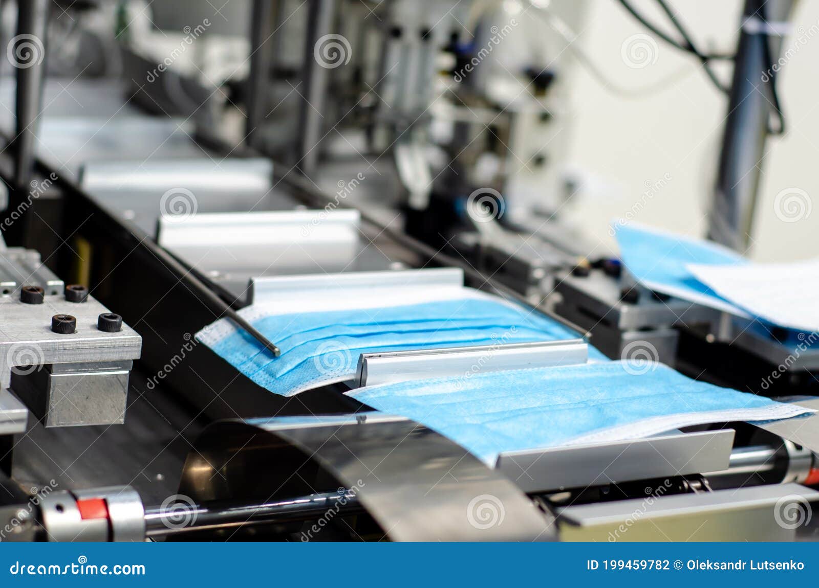 Medical Face Mask Making Machine. Mask Production Line Stock Photo ...