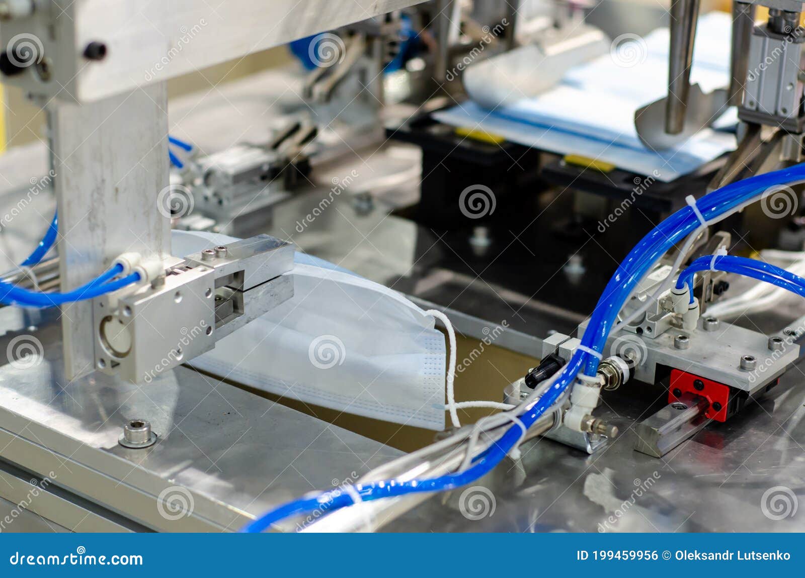 Medical Face Mask Making Machine. Mask Production Line Stock Photo ...