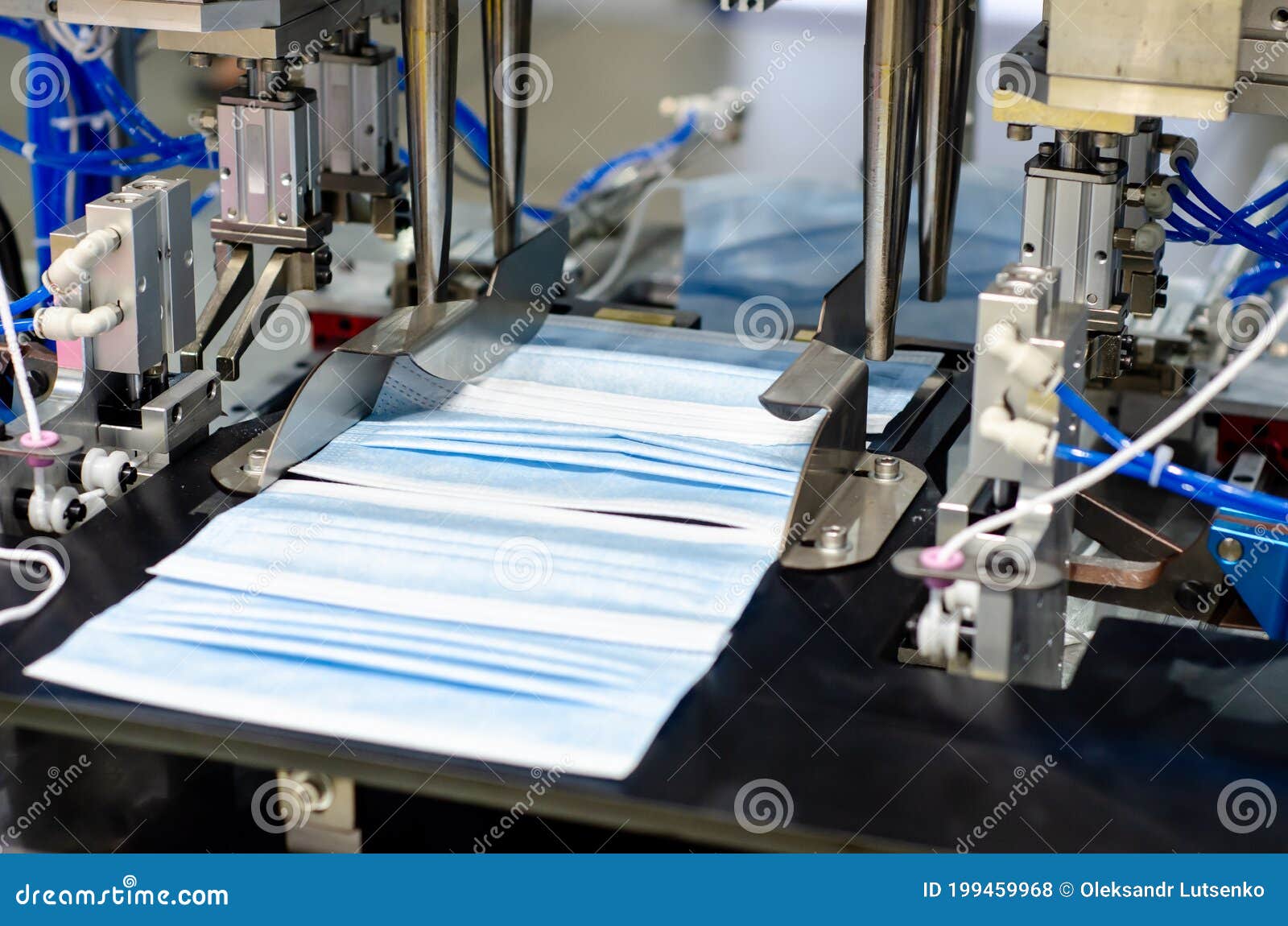 Medical Face Mask Making Machine. Mask Production Line Stock Photo ...