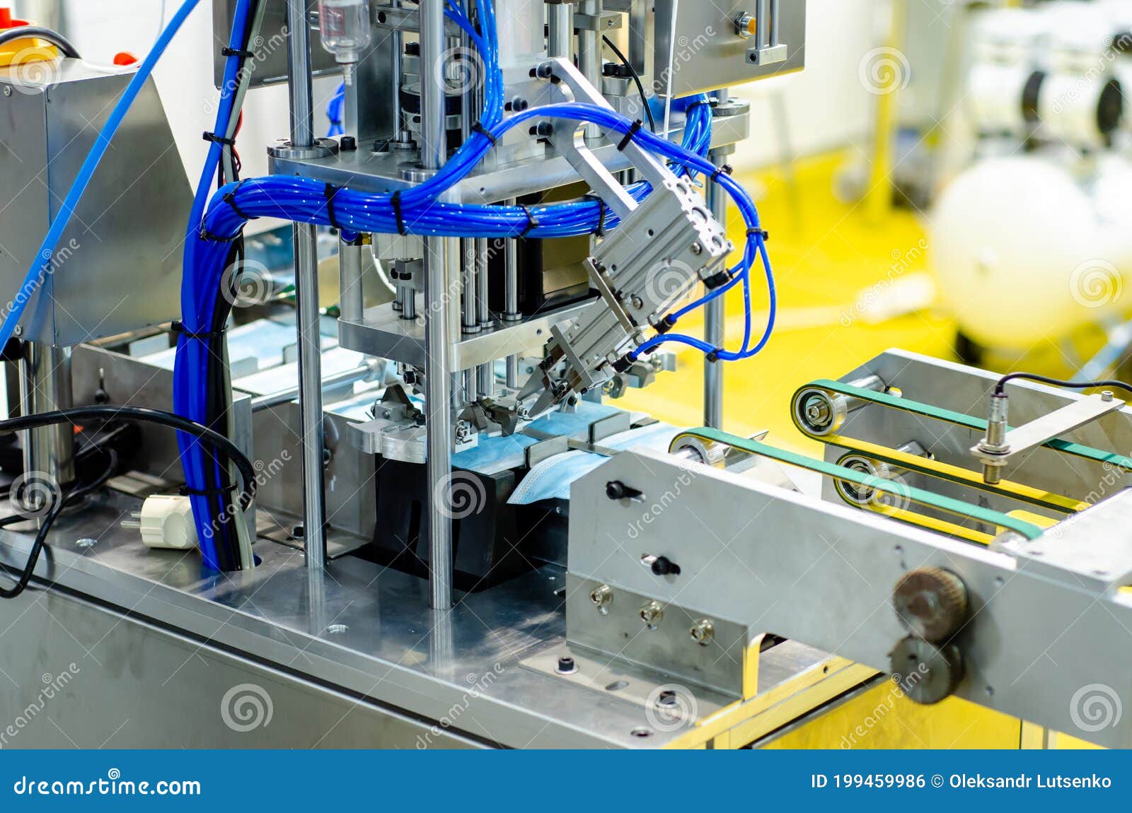 Medical Face Mask Making Machine. Mask Production Line Stock Photo ...