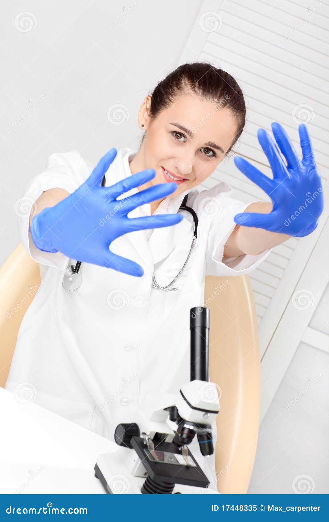 Medical - Female Nurse Looking in Microscope Stock Image - Image of ...