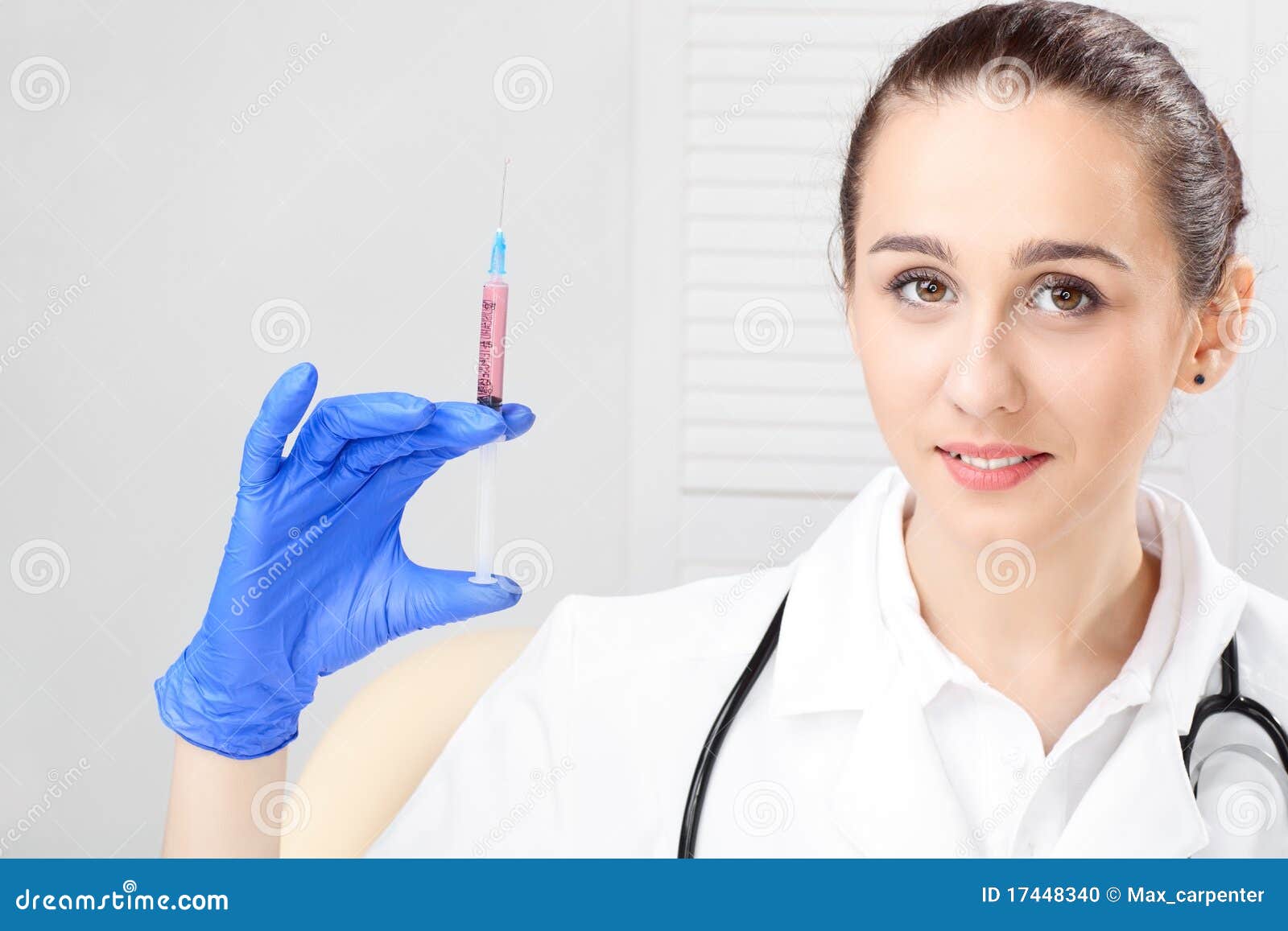 Medical - Female Nurse Looking in Microscope Stock Photo - Image of ...