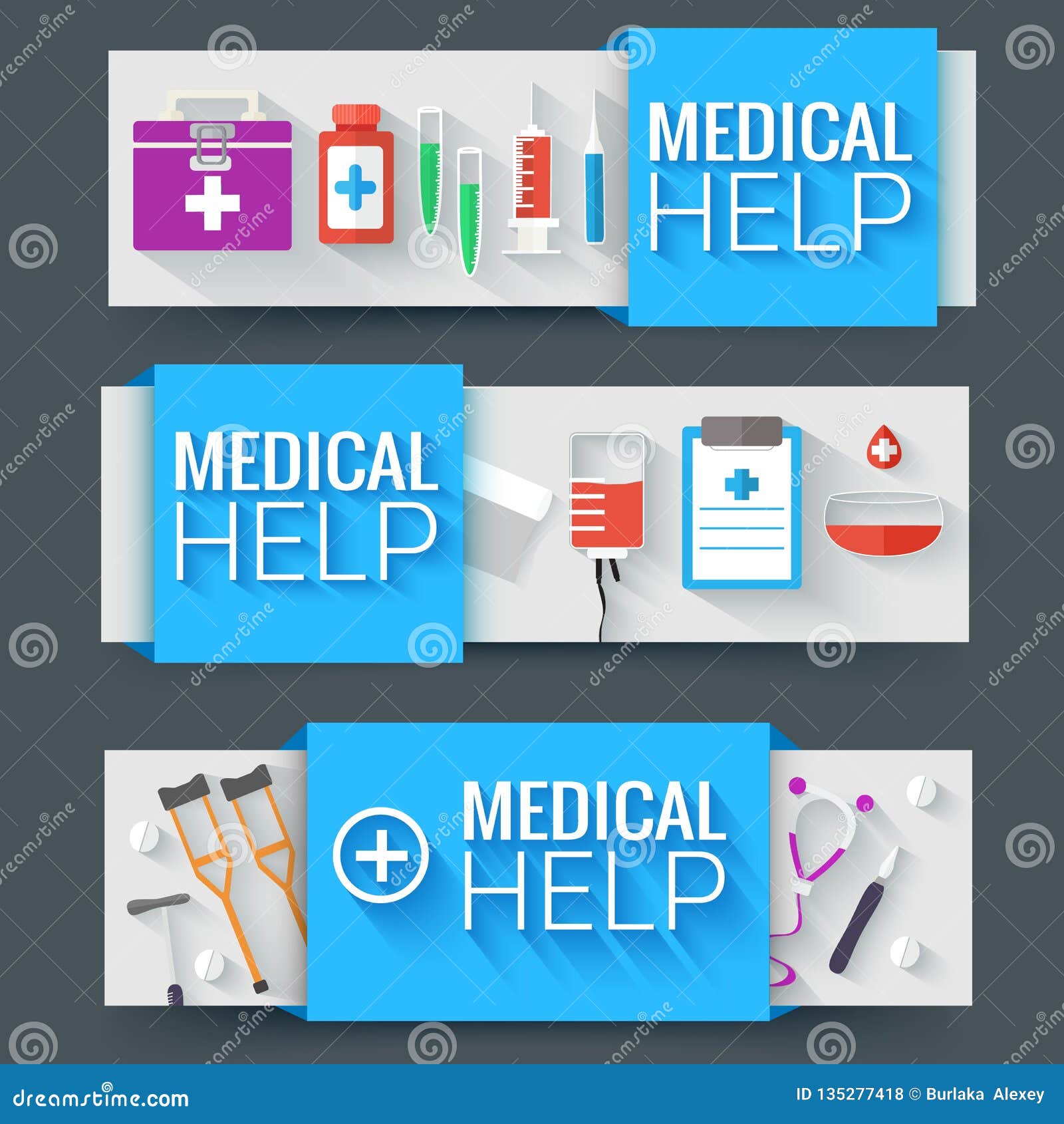Medical Flat Horizontal Banners Concept. Vector Illustration Design ...